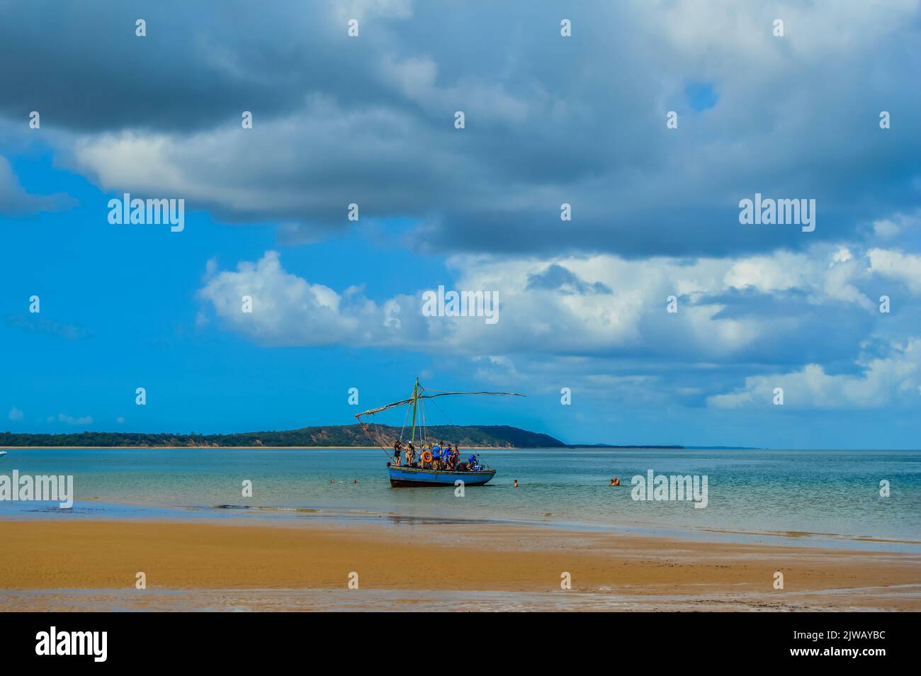 Pristine and Turquoise blue green beach under blue sky Portuguese ...