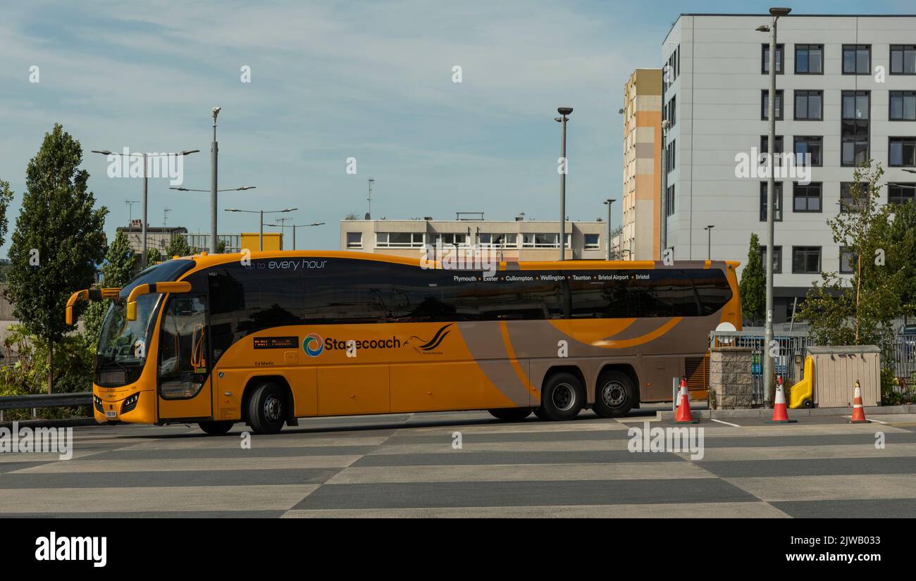 Plymouth, Devon, England, UK. 2022. Coach travel from and to the city ...