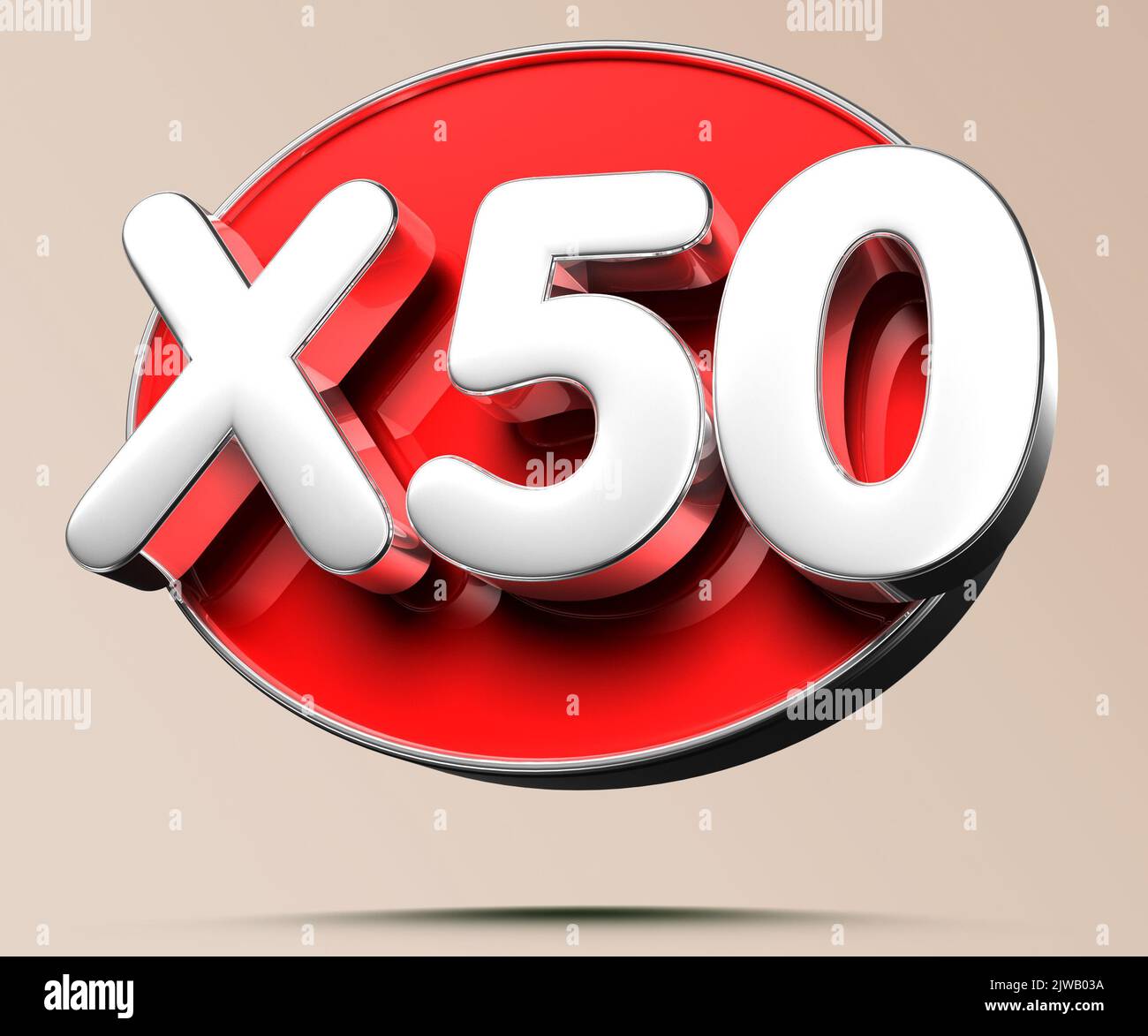 X50 3D illustration on light cream background have work path ...
