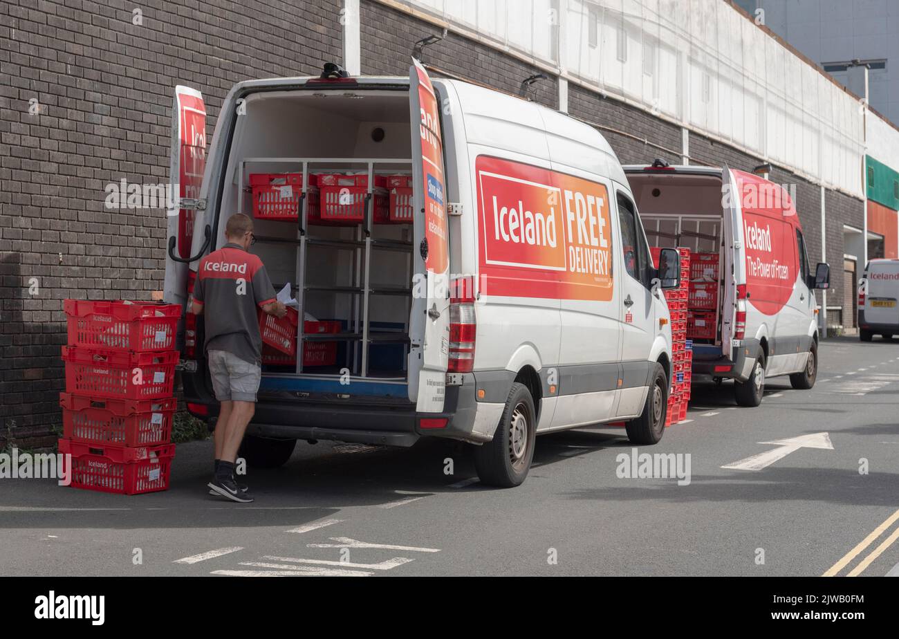 Plymouth, Devon, England, UK. 2022. Grocery and food delivery van being ...