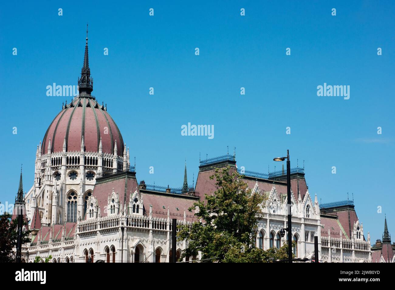 See the beautiful red roof dome of the Parliament House in Budapest ...