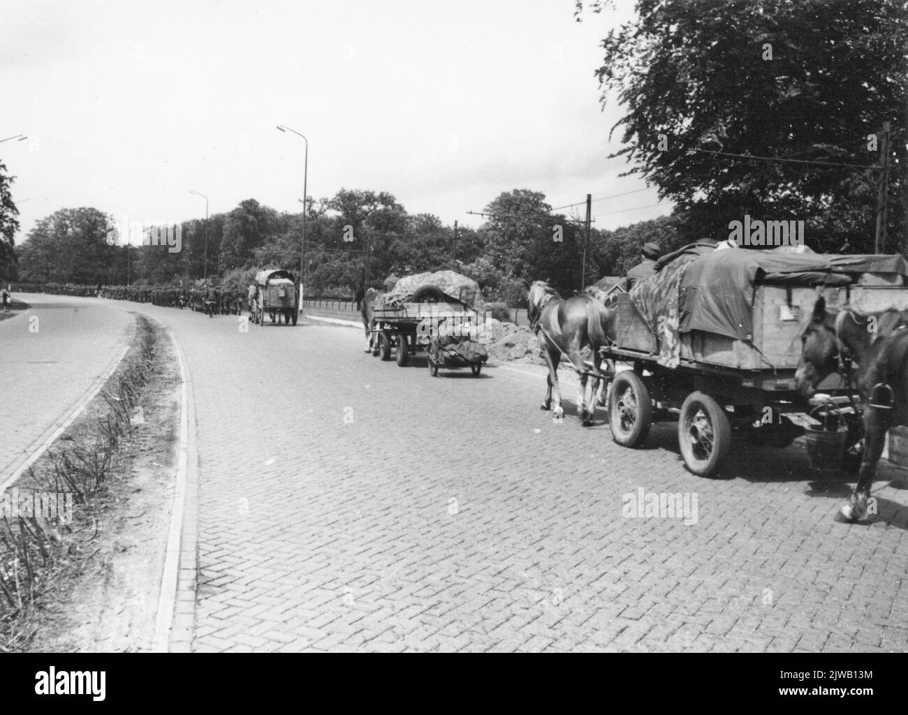 Image of the retreat of German prisoners of war on a few horse cars on ...
