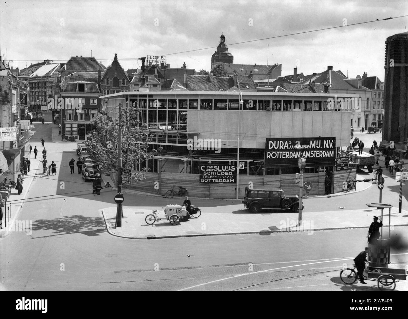 View of the Neude in Utrecht; With the emergency building of the ...