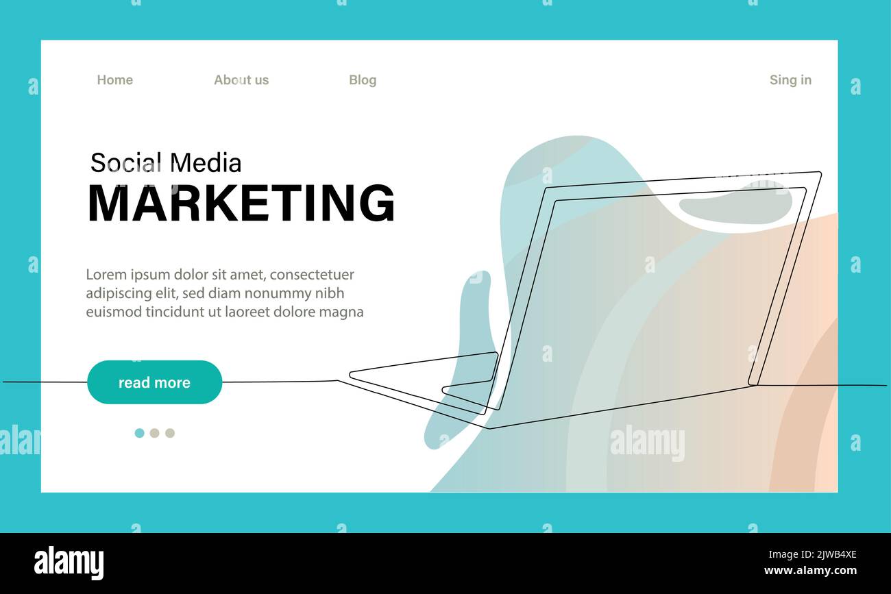 Landing page template of Social media marketing. Modern outline design ...