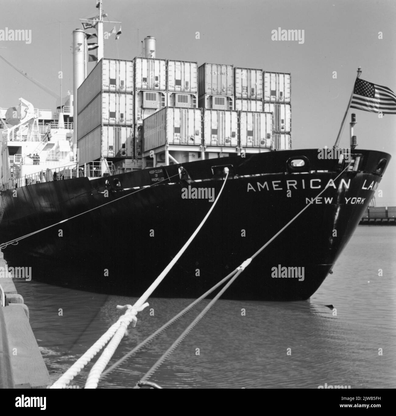 Image of an American container ship in the port in Rotterdam Stock ...