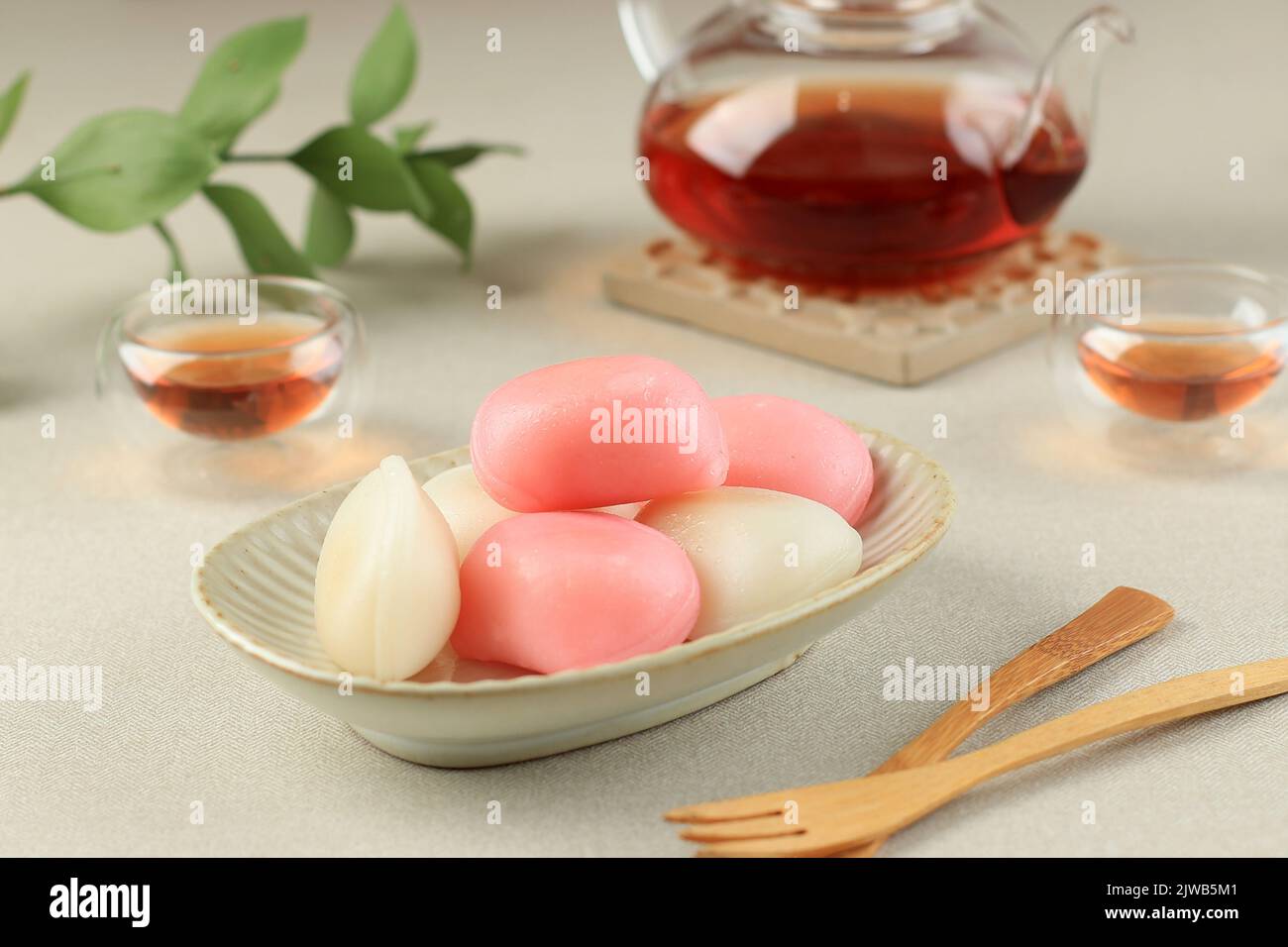 Songpyeon, Korean Chuseok Thanksgiving Day Rice Cake. Served with Tea ...