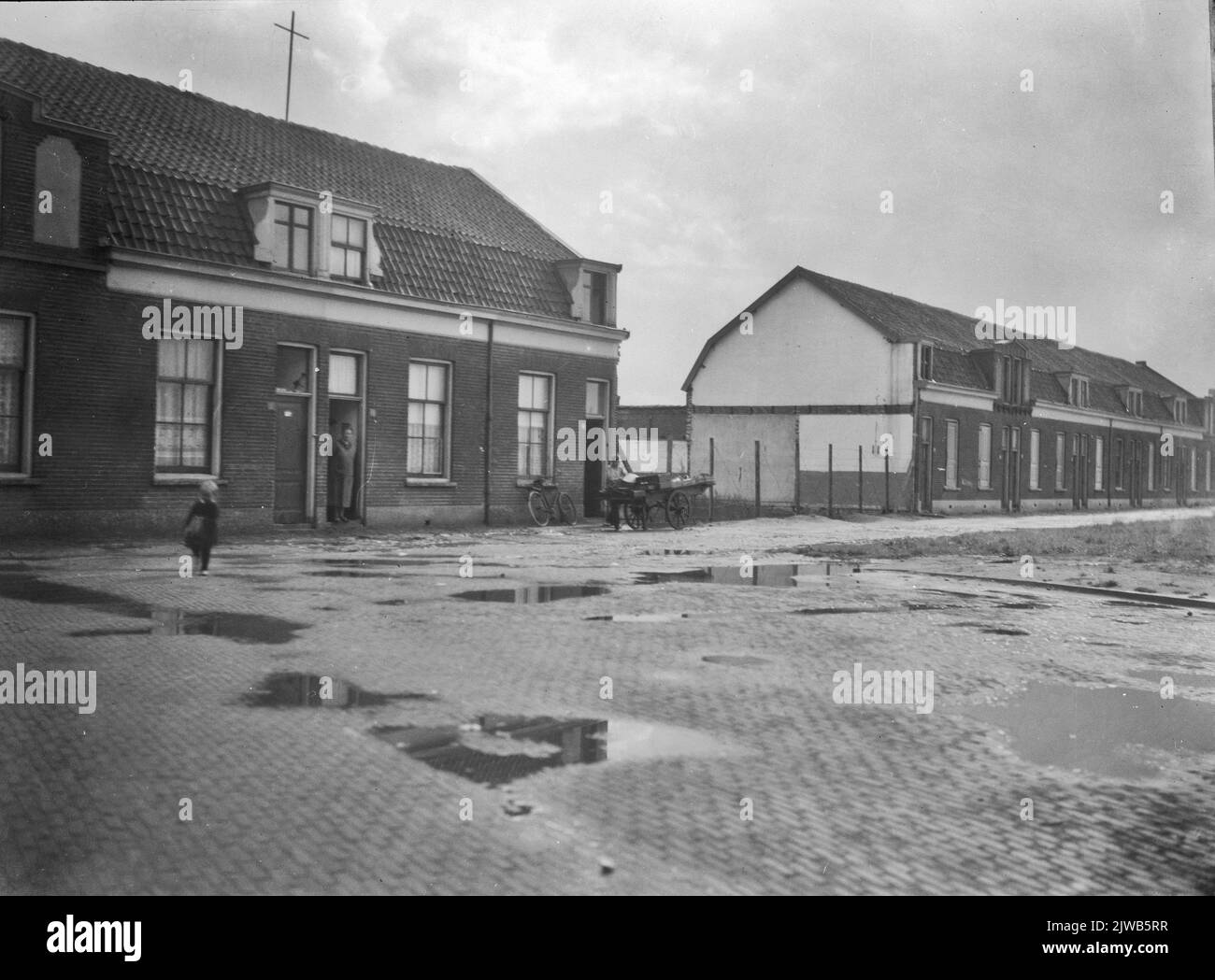 Houses urban landscape small town Black and White Stock Photos & Images ...
