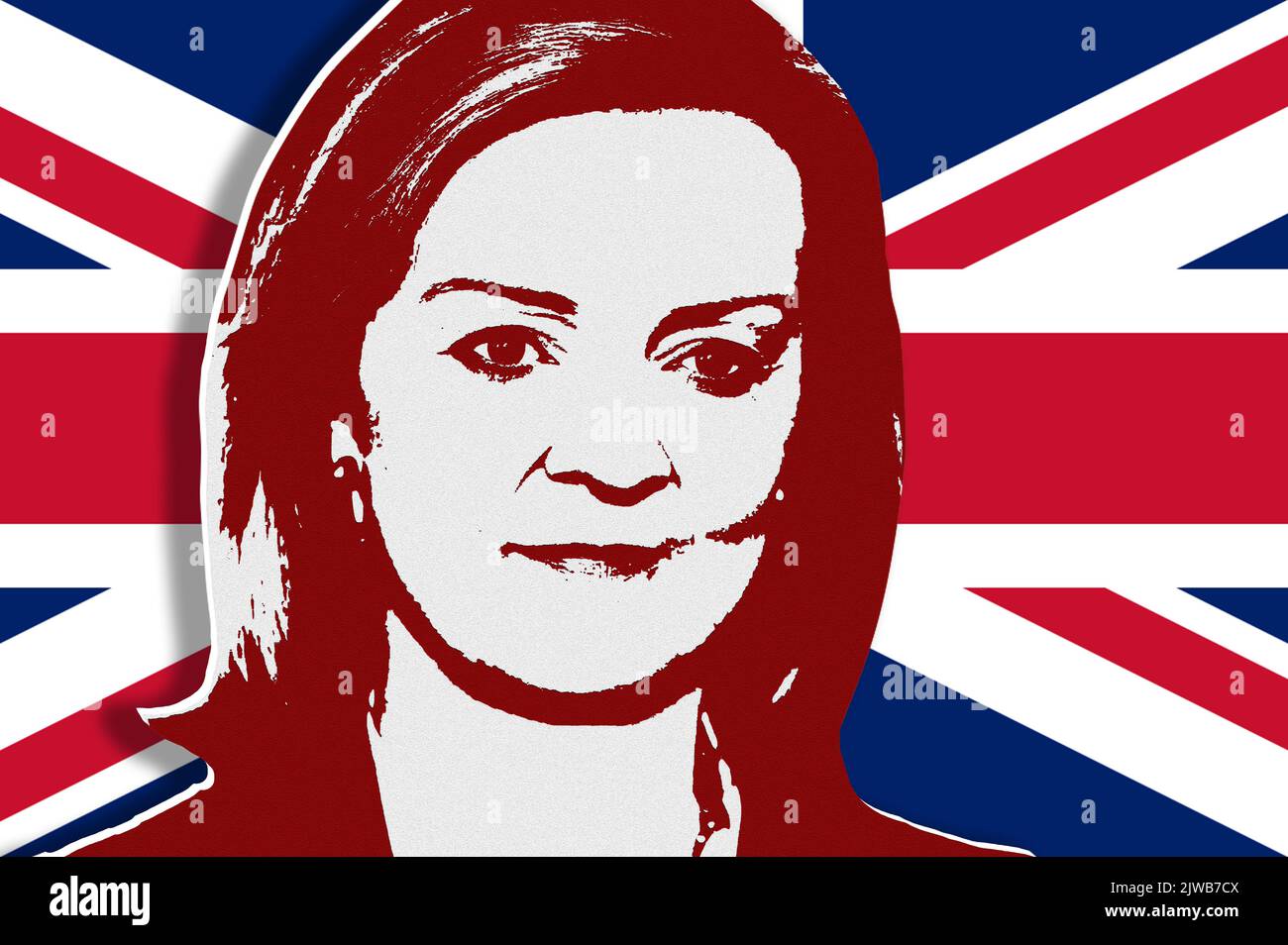 Liz Truss, British Prime Minister, and United Kingdom flag Stock Photo ...