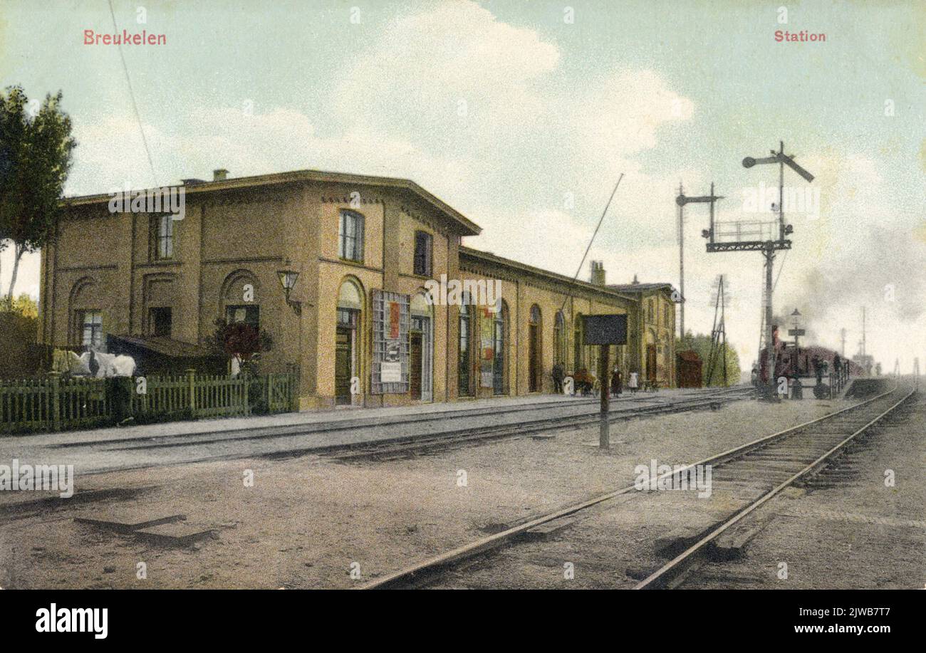 View of the station with the railway line in Breukelen from the ...