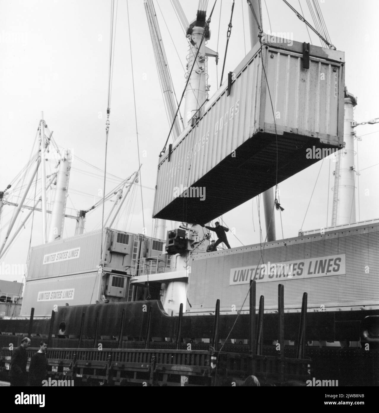 Image of the transhipment of containers in the port in Rotterdam Stock ...
