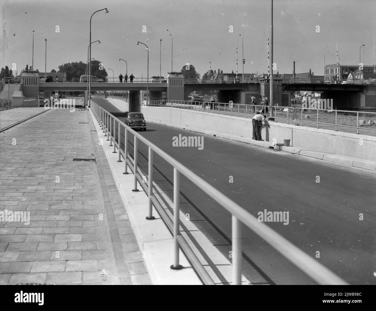 View of the Kanaalweg in Utrecht with the viaduct of the United Nations ...