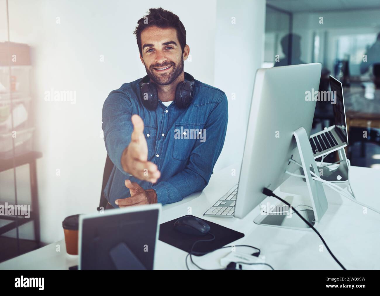 Pleased to meet you. Cropped portrait of a handsome young businessman ...