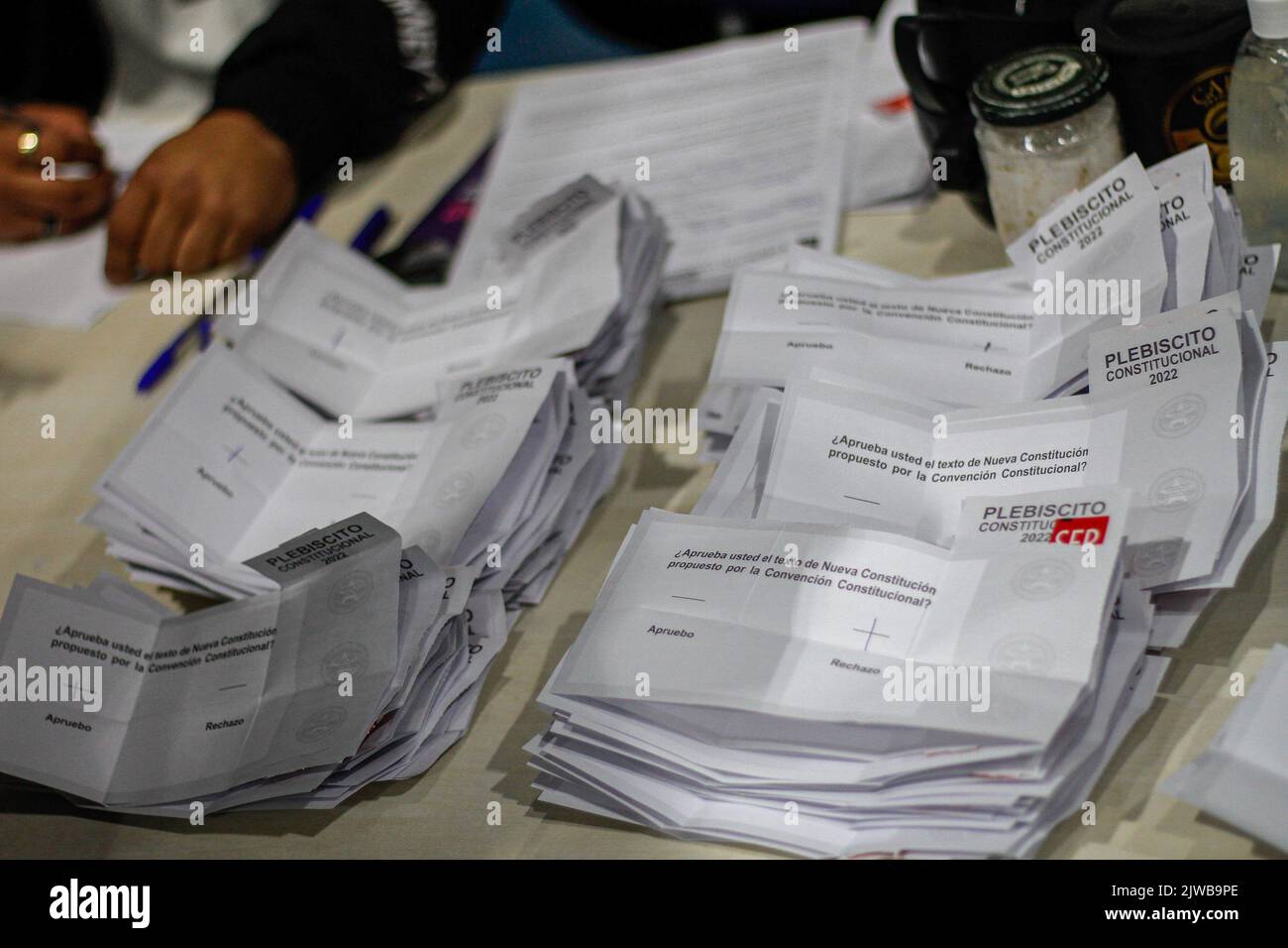 Valparaiso, Chile. 04th Sep, 2022. ballot papers are displayed during ...