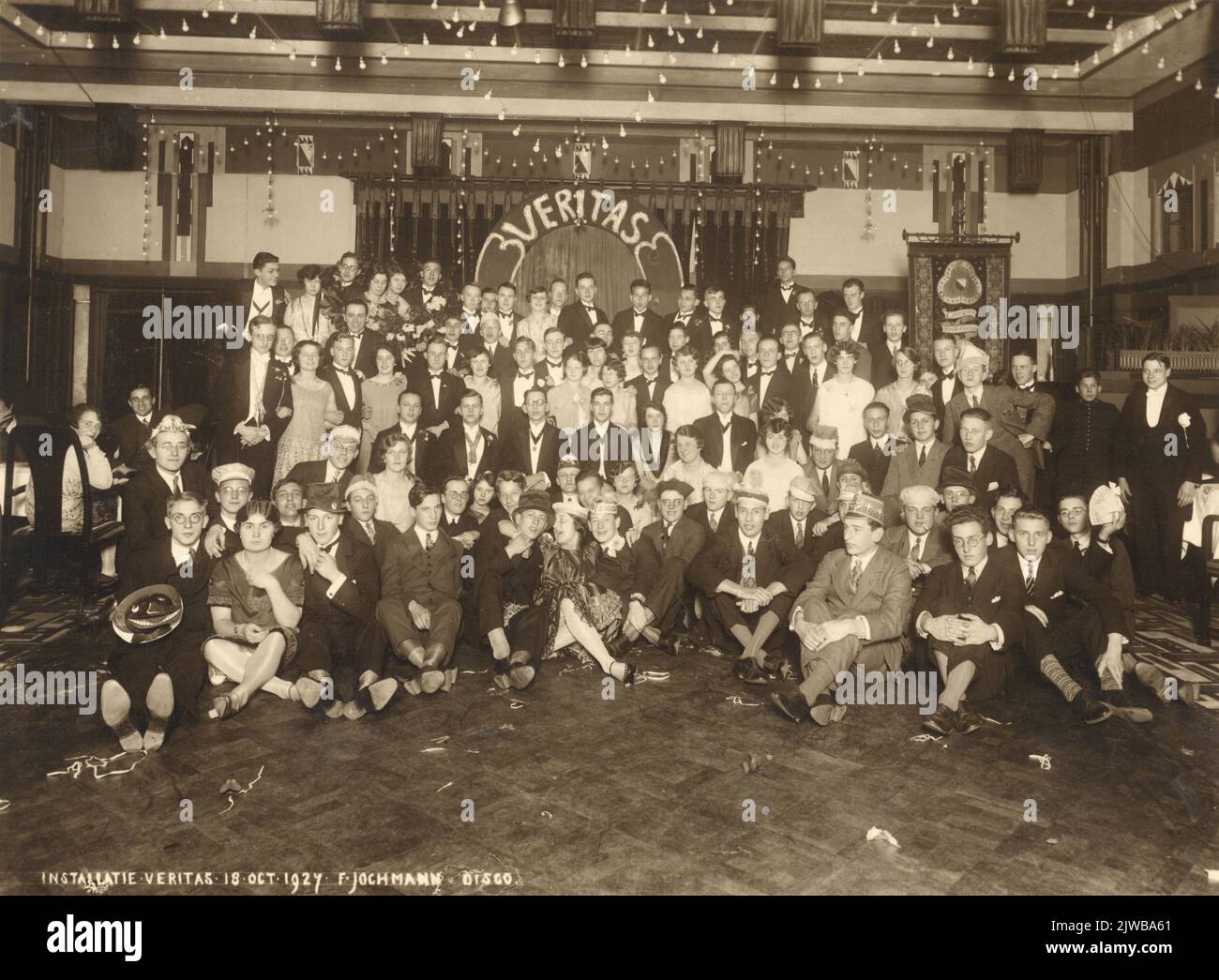 Group portrait of new members of Studentvereniging Veritas, during the ...