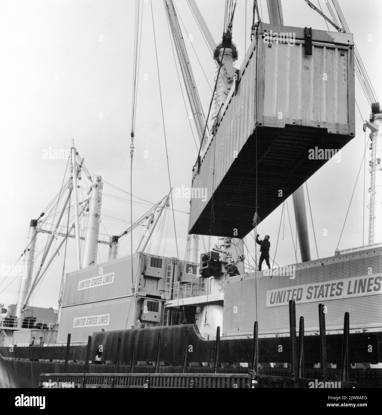 Image of the transhipment of containers in the port in Rotterdam Stock ...