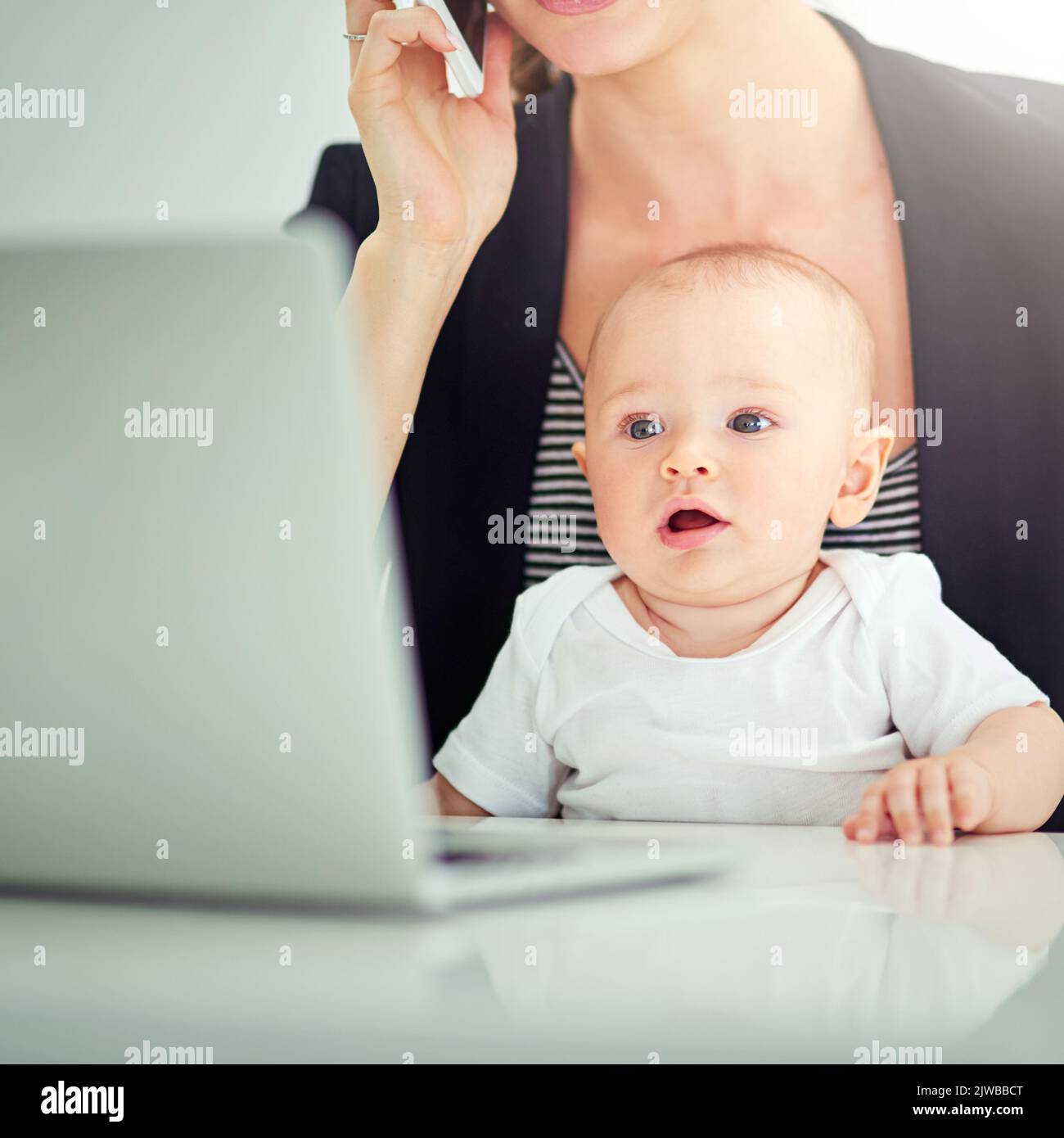 So this is work, huh. an adorable baby boy curious about his mothers ...