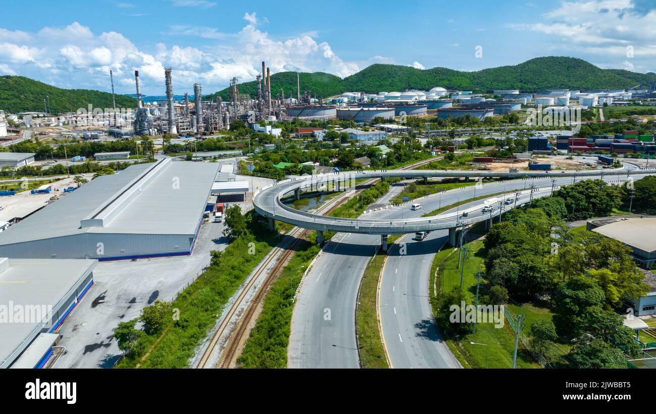 Industry and Transportation view. Truck and Vihicle on the road ...