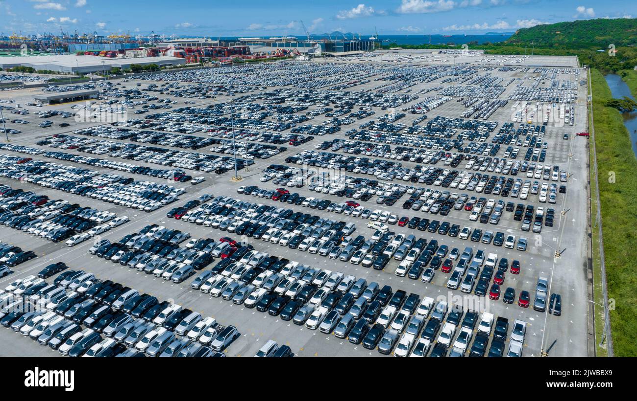 Many new cars parking before shipping to Dealer Customer, Cars shipping ...
