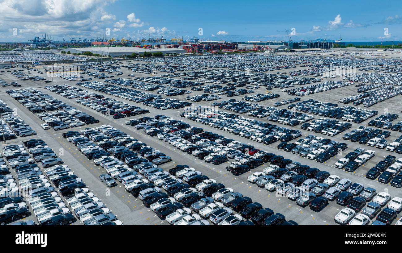Many new cars parking before shipping to Dealer Customer, Cars shipping ...