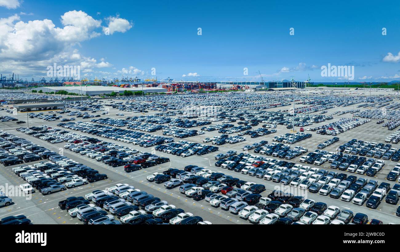 Many new cars parking before shipping to Dealer Customer, Cars shipping ...