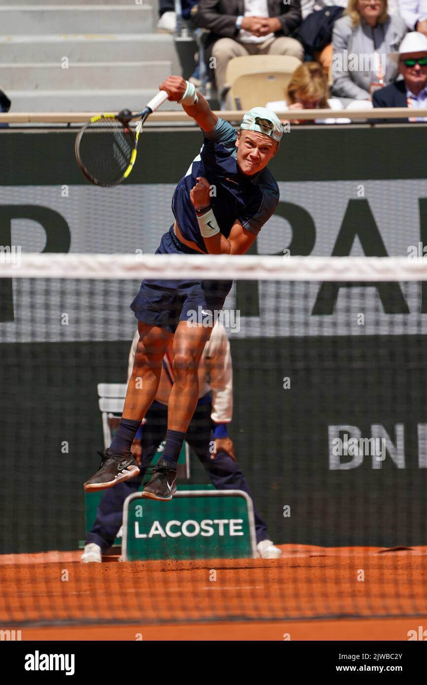 Professional tennis player Holger Rune of Denmark in action during his ...