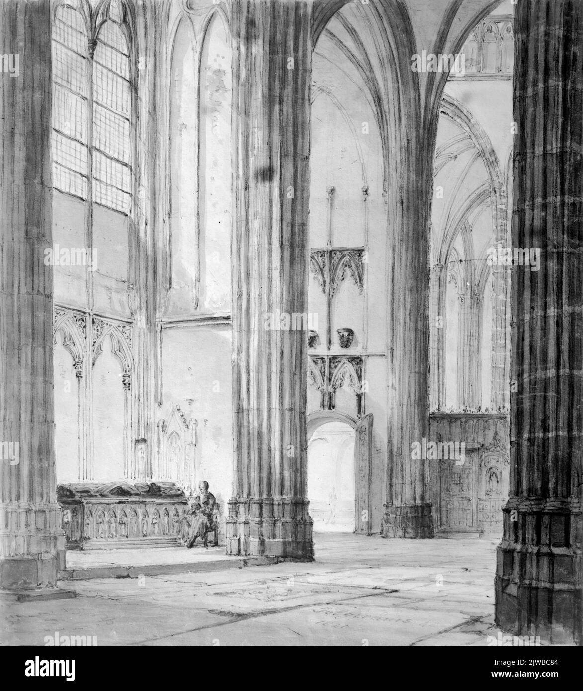 Interior of the Domkerk in Utrecht: View of the chapels of the bishops ...