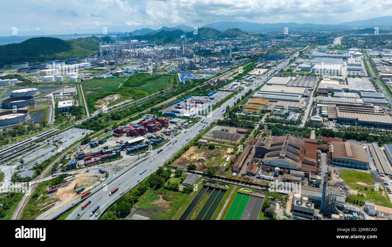 Industry and Transportation view. Truck and Vihicle on the road ...