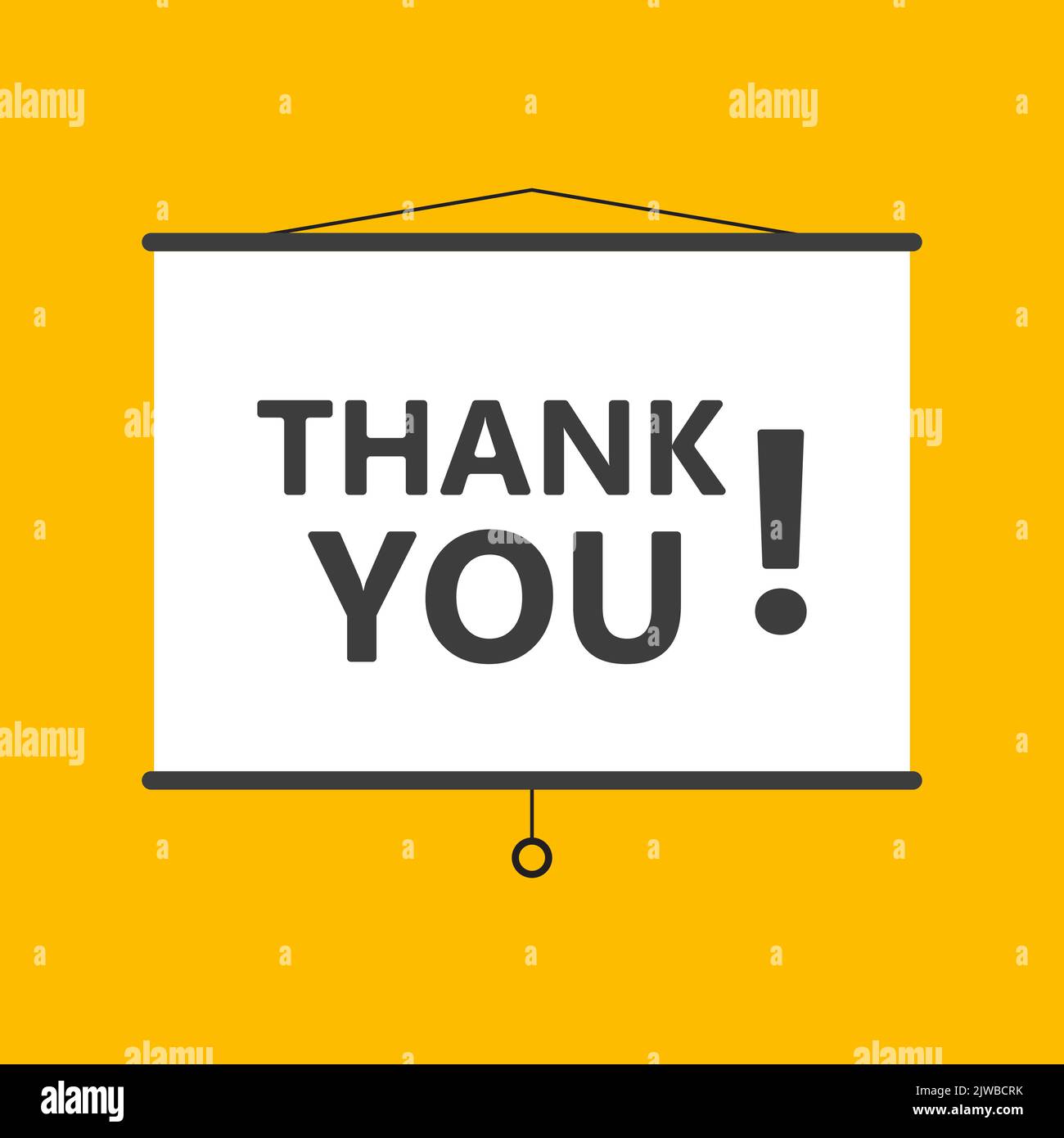 Thank you hanging presentation screen sign on yellow background for ...