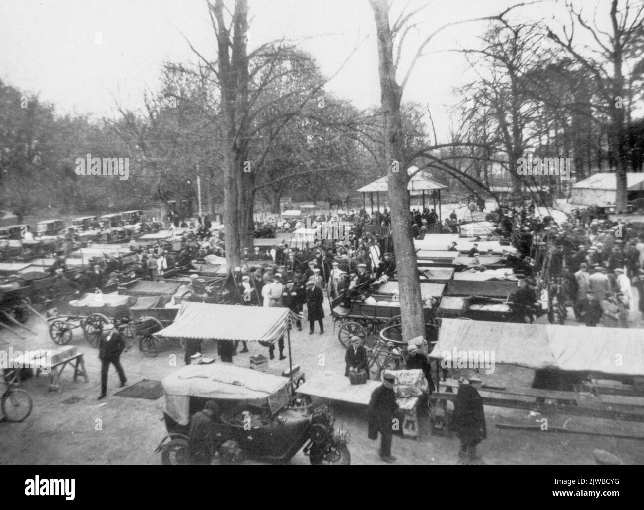 View of the cheese market with cheese bricks on the market in Breukelen ...