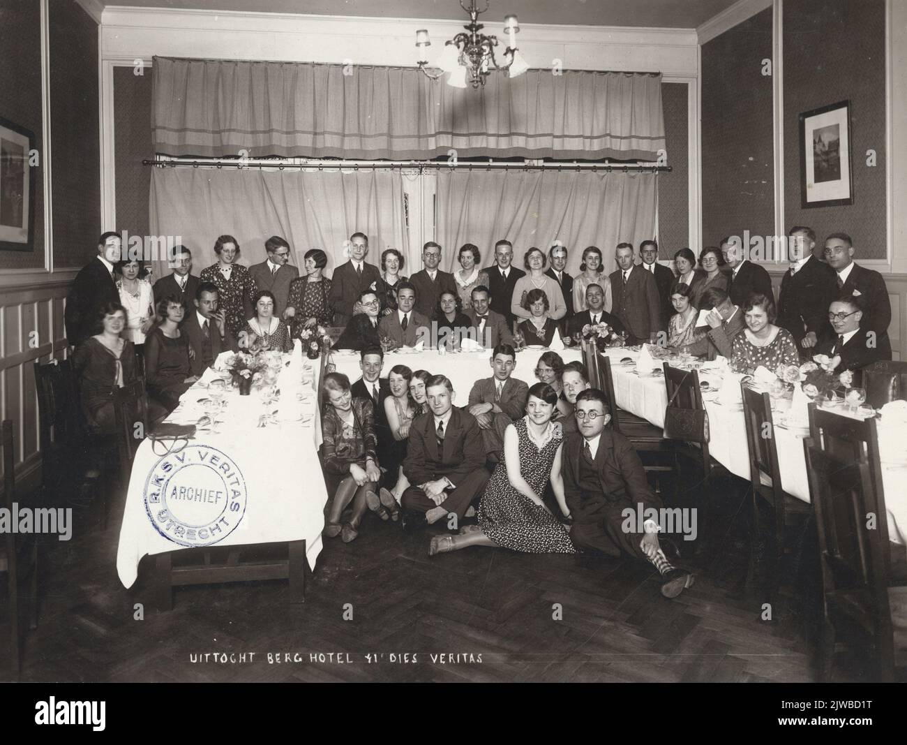 Group portrait of (board) members of the Utrecht student association ...