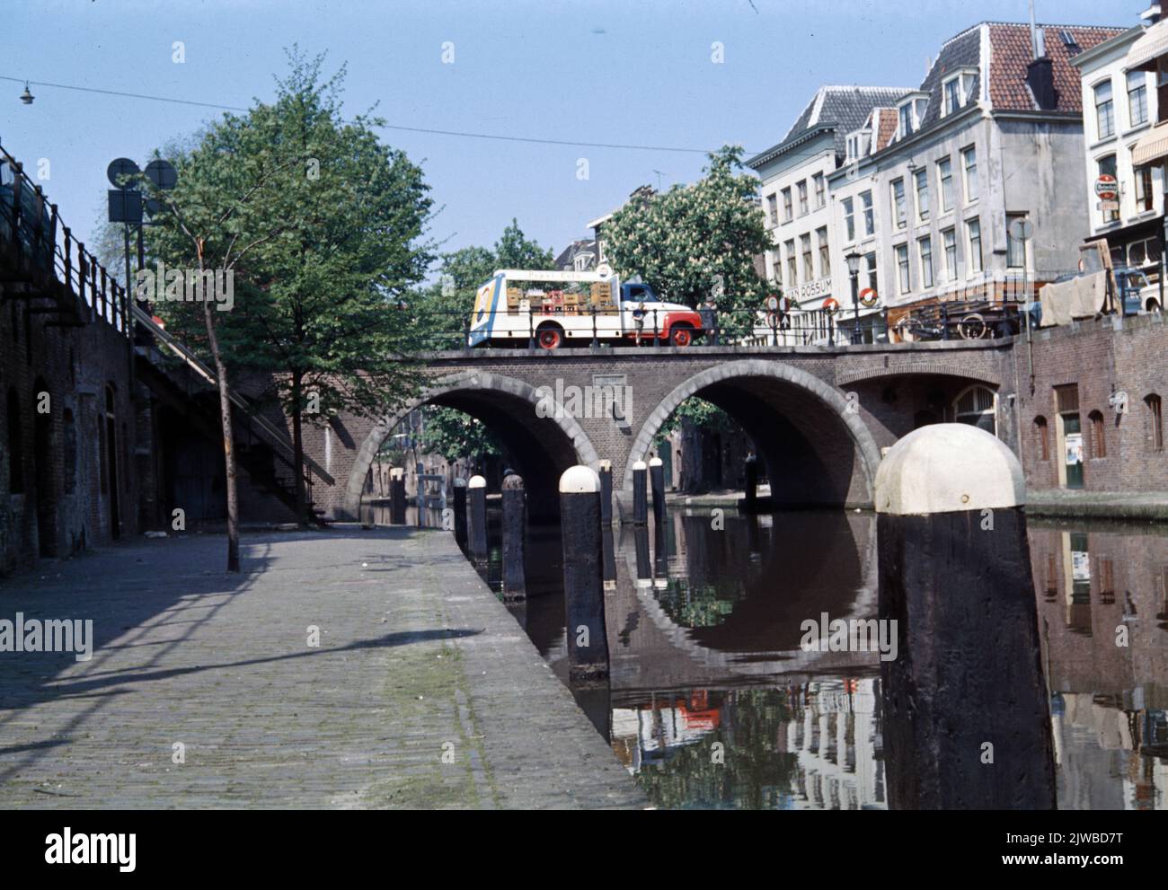 View of the Oudegracht and at the Jacobi bridge in Utrecht Stock Photo ...