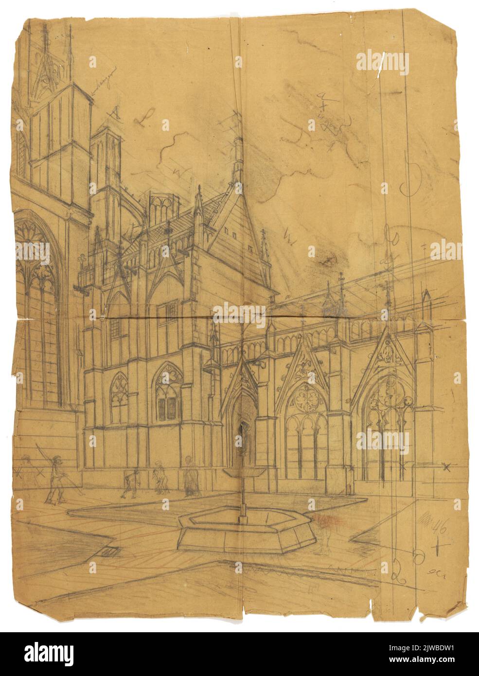 Face from the crucifix of the Domkerk in Utrecht on three bays of the ...