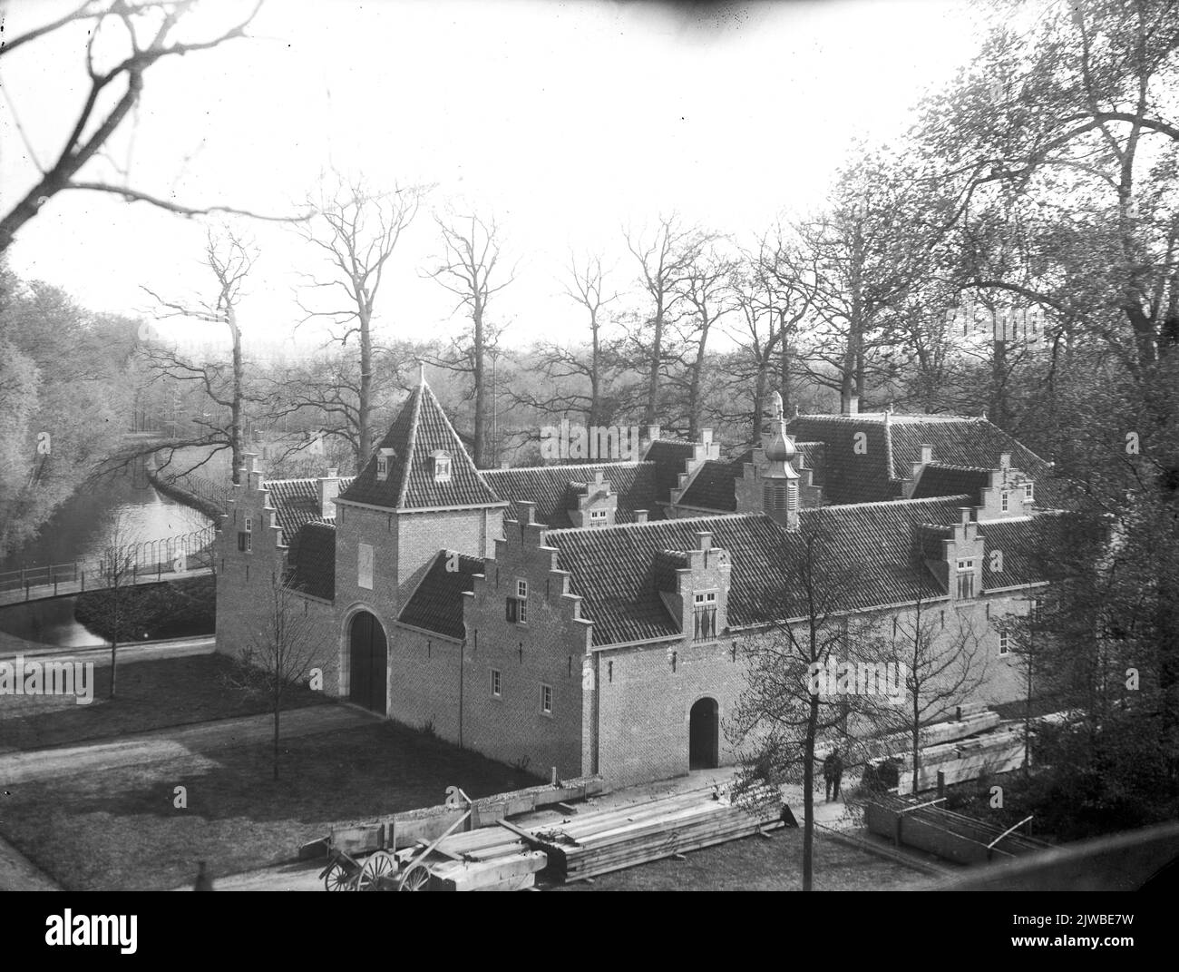 View of the front and right side of the increased coach house of the ...