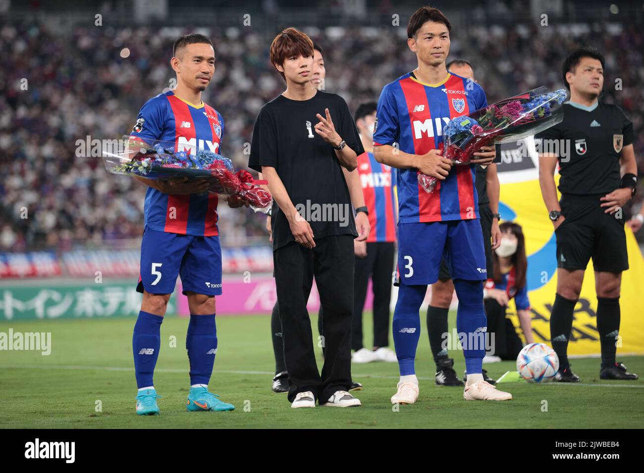 Tokyo, Japan. 3rd Sep, 2022. (L-R) Yuto Nagatomo (FC Tokyo), Yuto Horigome, Masato Morishige (FC ...