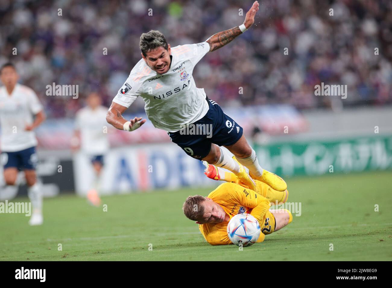 Tokyo, Japan. 3rd Sep, 2022. (Top-Bottom) Leo Ceara (F.Marinos), Jakub ...