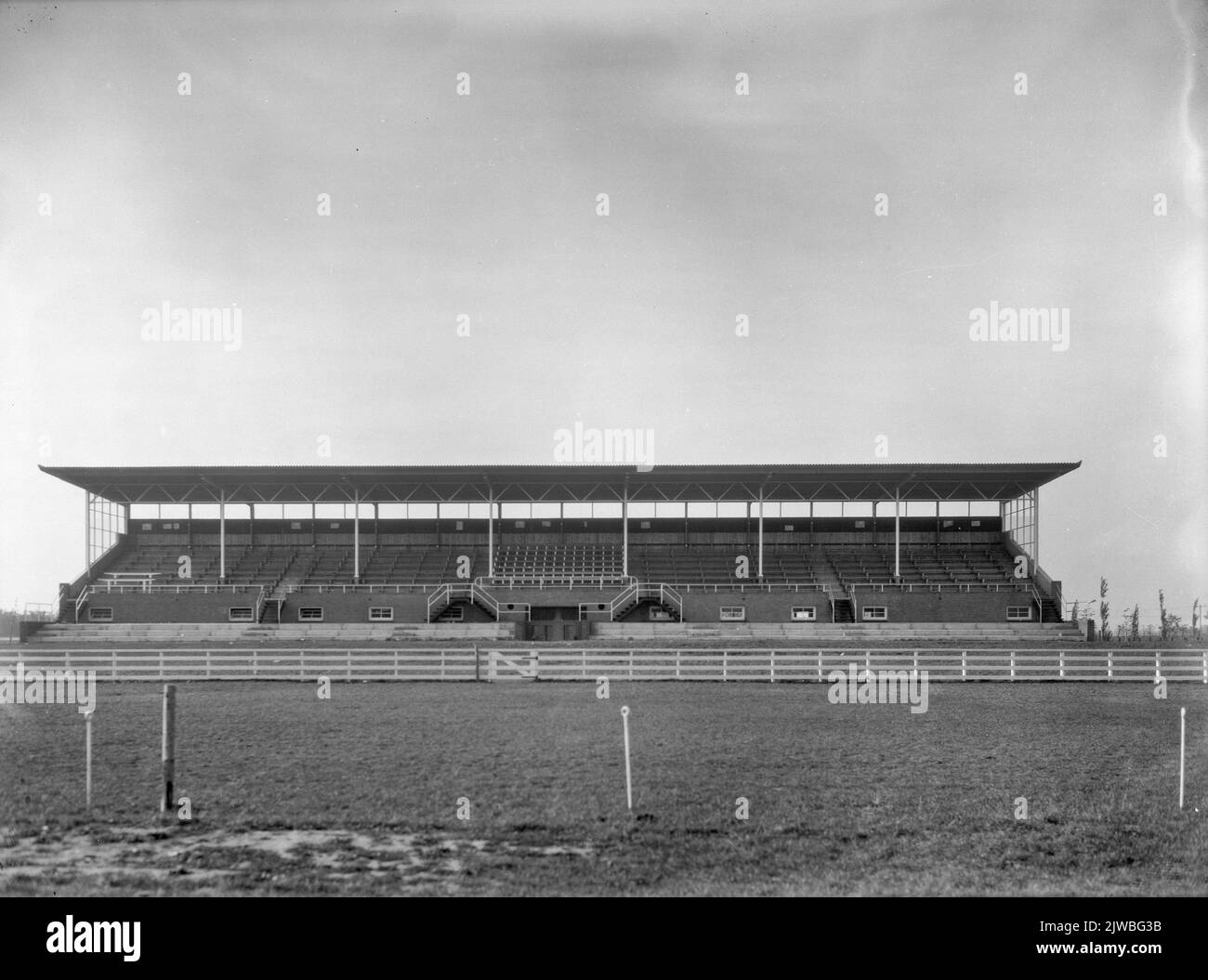 View of the covered grandstand of the Mereveld racing track on the ...