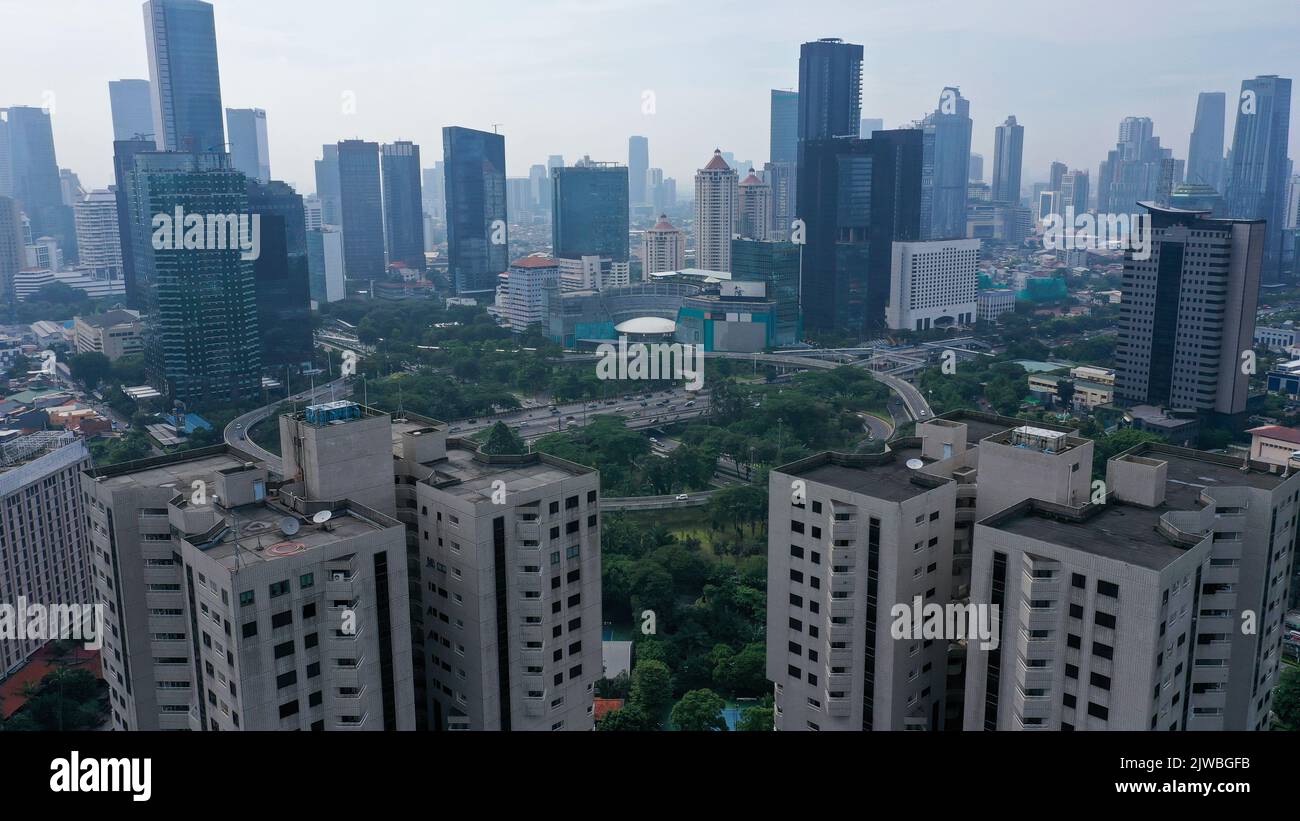 Aerial View of Jakarta Downtown Skyline with High-Rise Buildings at ...