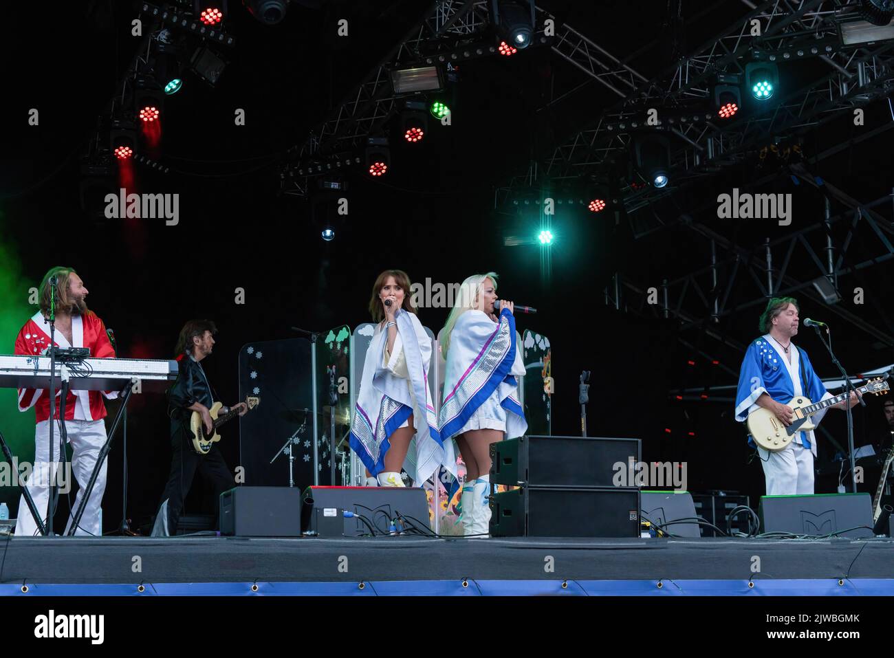 Bjorn Again the Abba Tribute act perform on the main stage at Car Fest ...