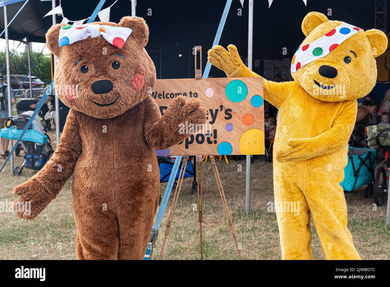 Pudsey Bear and Blush Pose for the camera at the Car Fest South. Car ...