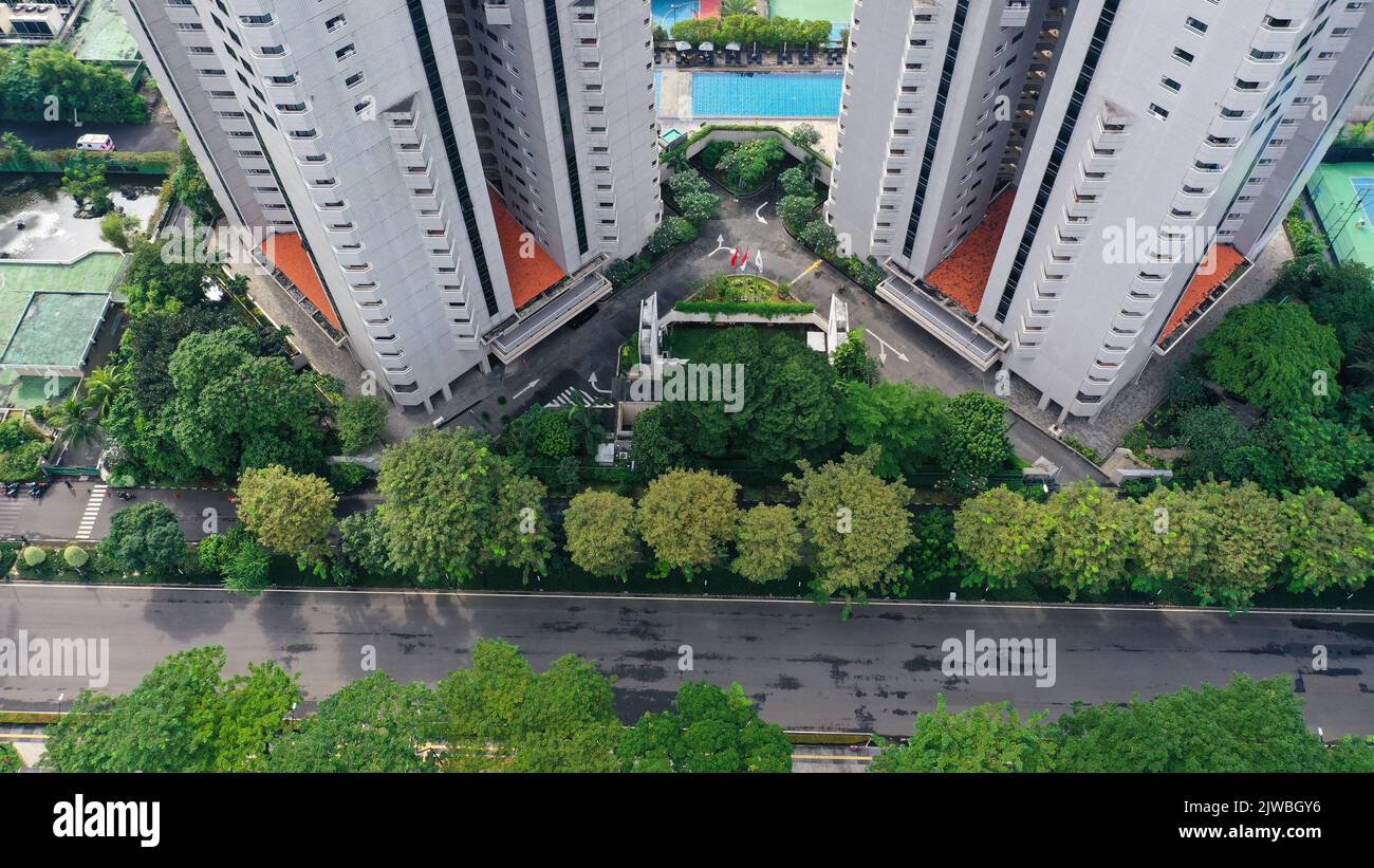 Aerial view of apartment high rise buildings in Jakarta, Indonesia ...