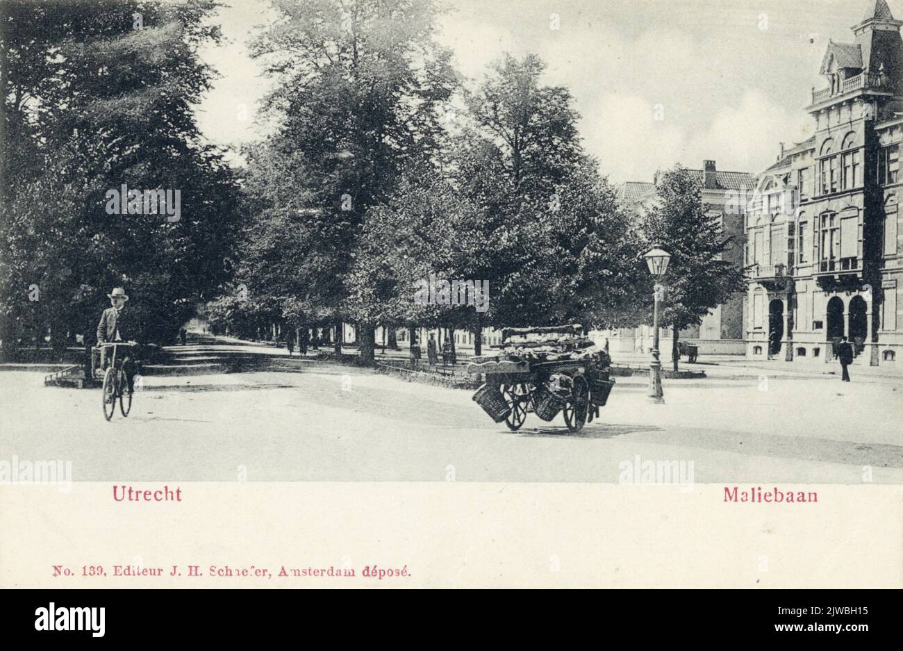 View in the Maliebaan in Utrecht at the level of railway to Museumlaan ...