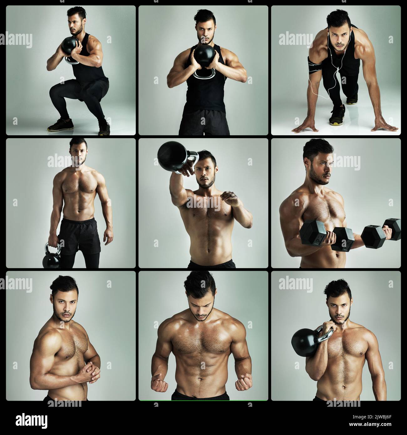 Make muscles not excuses. Composite image of a muscular young man ...