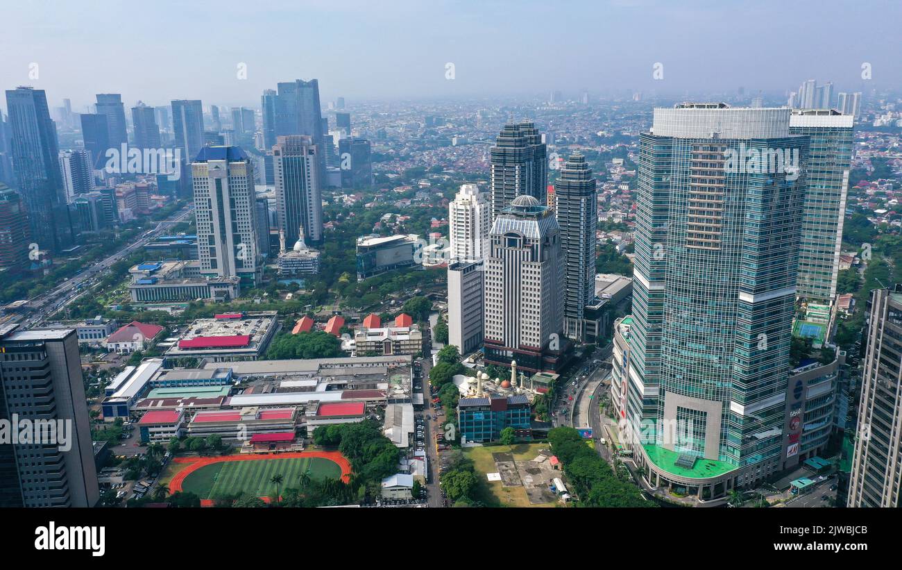 Aerial View of Jakarta Downtown Skyline with High-Rise Buildings at ...