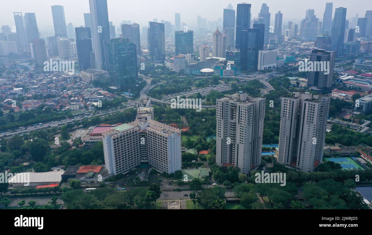 Aerial View of Jakarta Downtown Skyline with High-Rise Buildings at ...