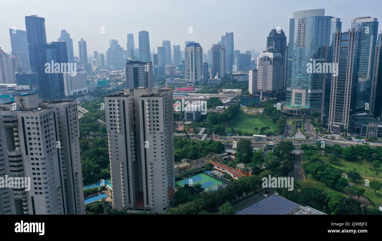 Aerial View of Jakarta Downtown Skyline with High-Rise Buildings at ...