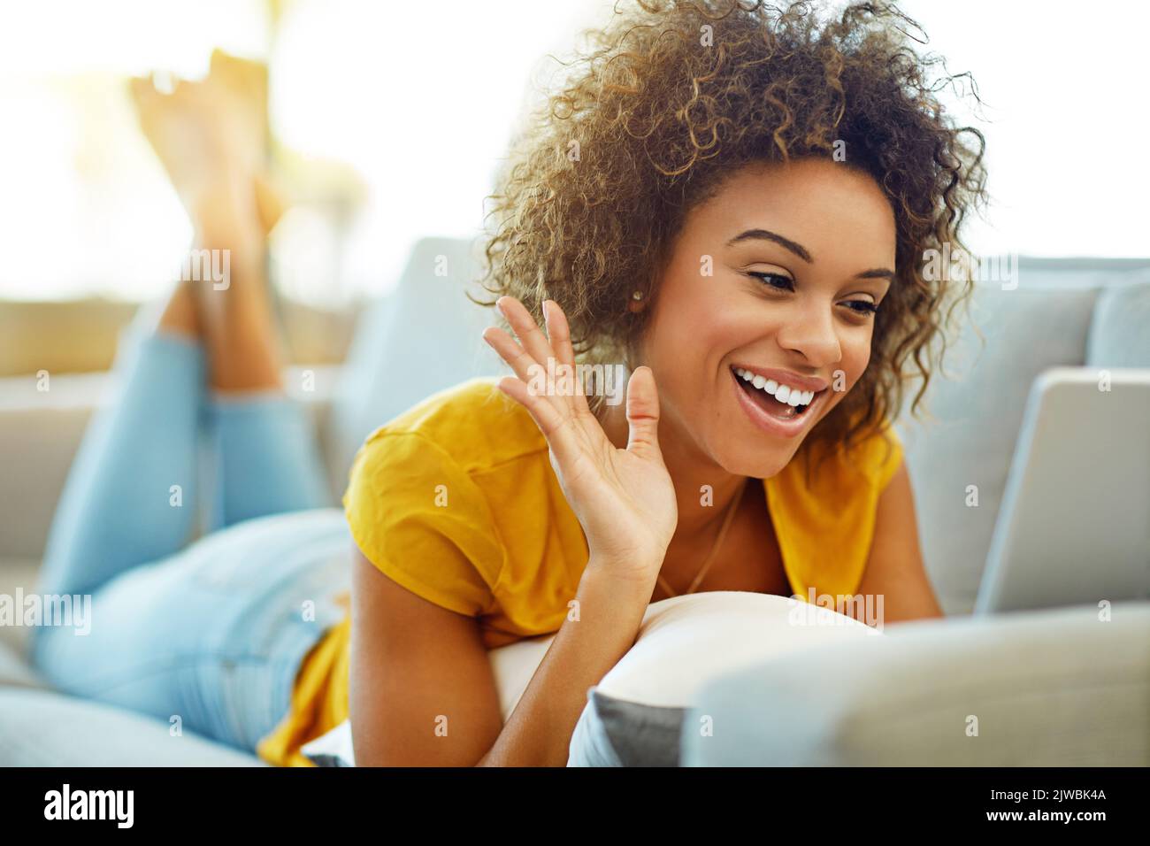 Staying connected to people that make her smile. a young woman video ...