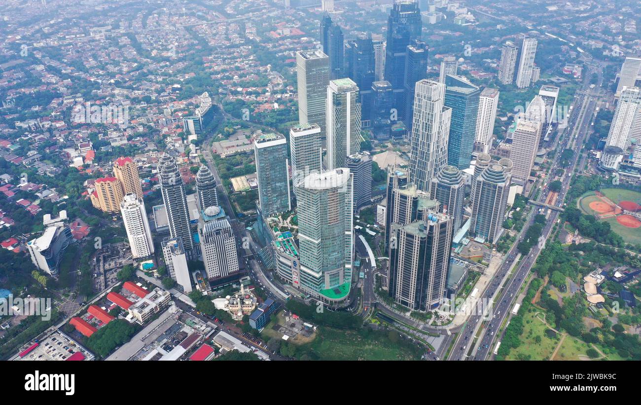 Aerial View of Jakarta Downtown Skyline with High-Rise Buildings at ...