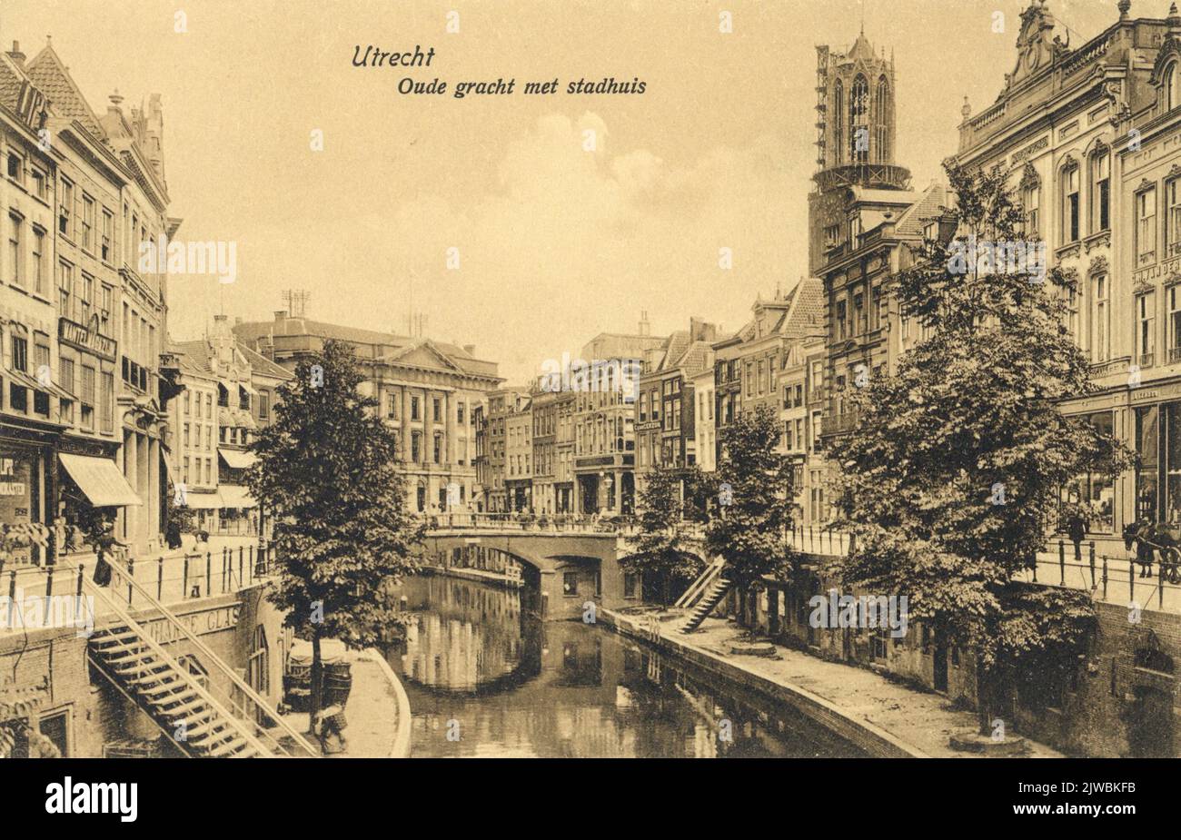 Utrecht old canal with town hall Stock Photo - Alamy