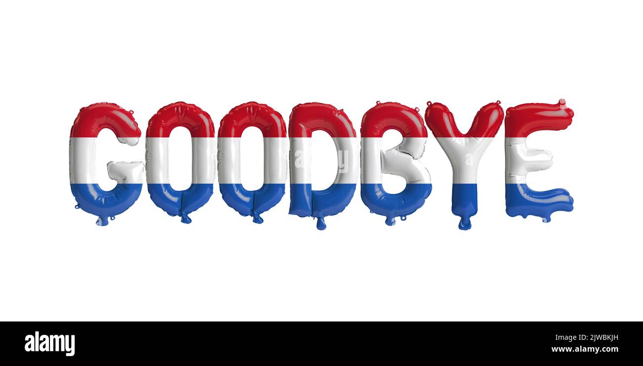 3d illustration of goodbye letter balloon in Netherlands flag isolated ...
