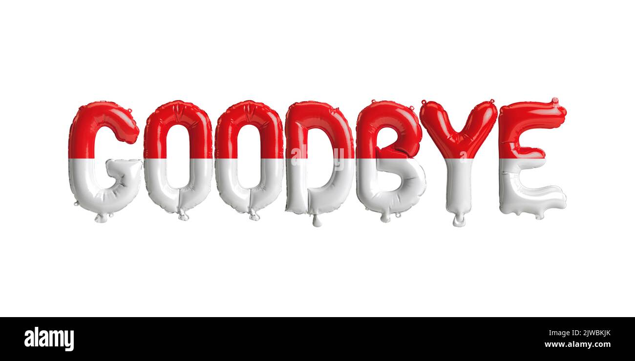 3d illustration of goodbye letter balloon in Monaco flag isolated on ...